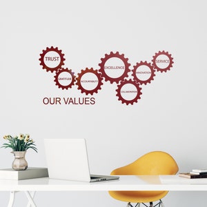 Office Vinyl Wall Decal Our Values Words Business Motivational Meeting ...