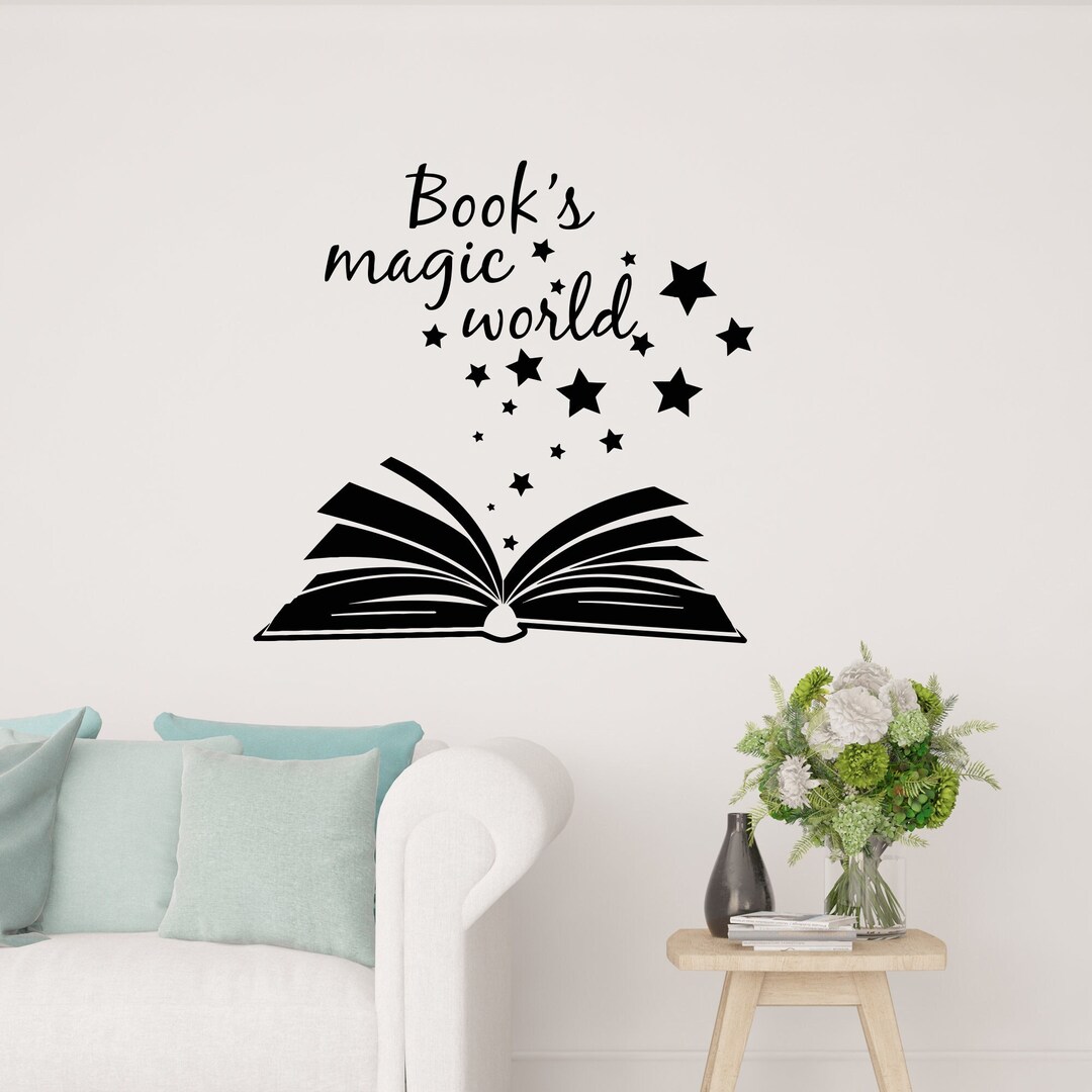 Magic Book Vinyl Wall Decal - Fantasy Decor Kids Reading Room Book ...