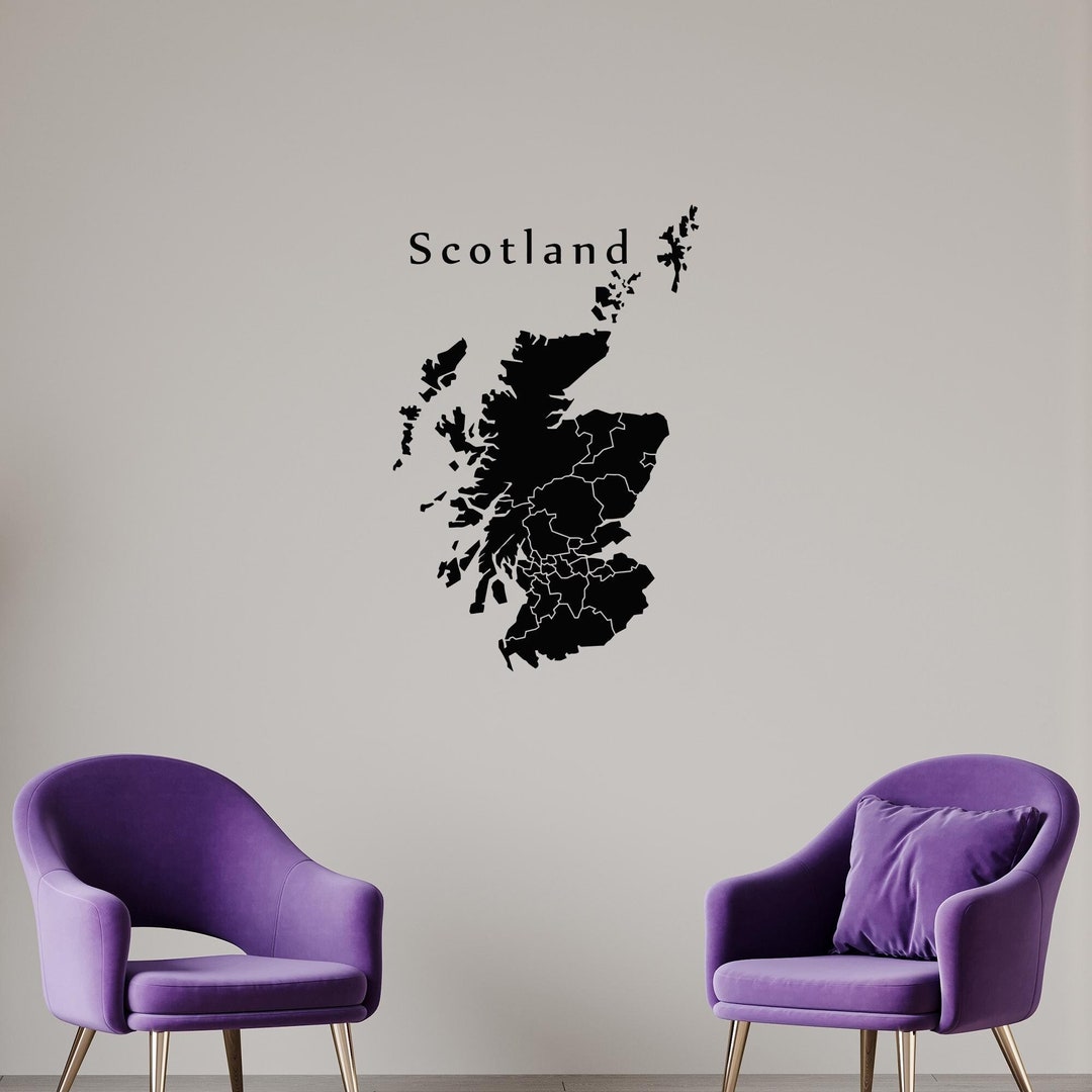 Scotland Map Vinyl Wall Decal Scottish Home Decoration Room Decor ...