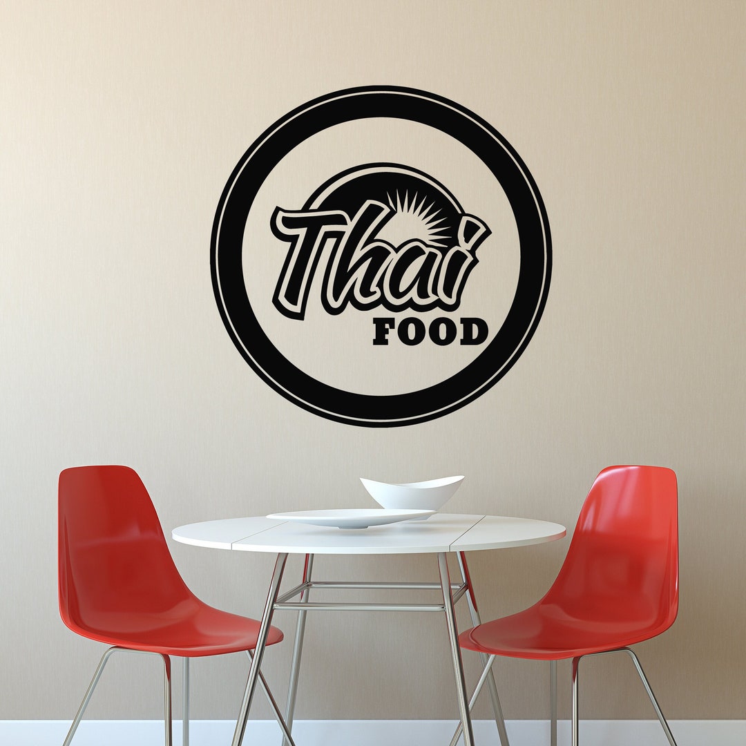 Thai Vinyl Wall Decal Spicy Food Restaurant Cafe Cuisine Stickers Mural ...
