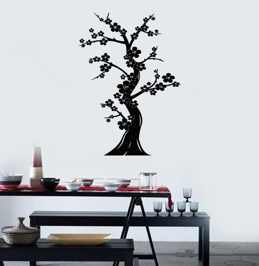Wall Vinyl Decal Bonsai Tree Japanese Asian Modern Nature Decor ...