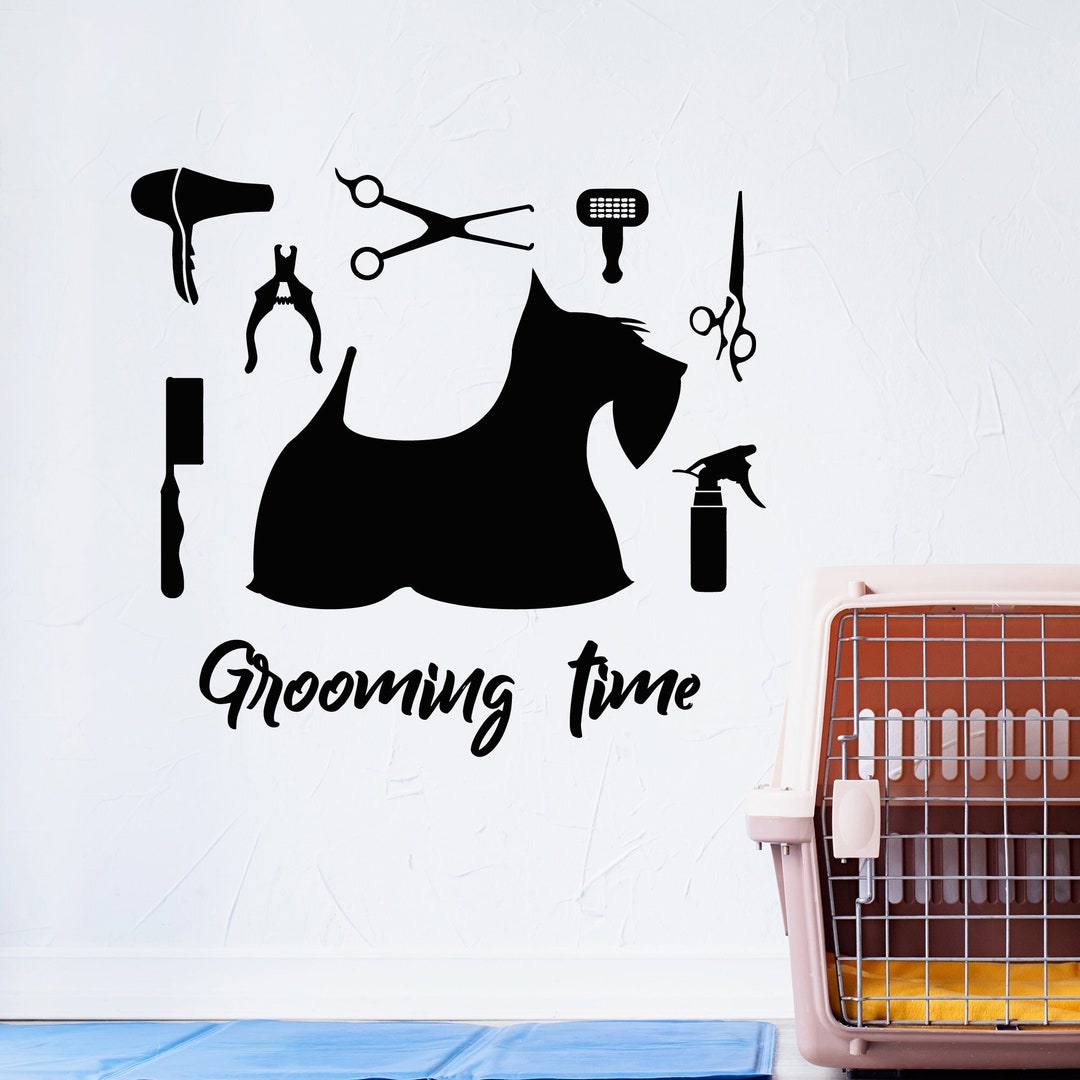 Grooming Vinyl Wall Decal Beauty Salon for Pets Dog Stickers Mural ...