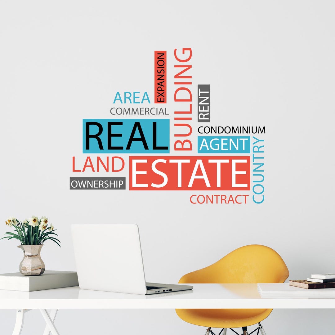 Real Estate Word Cloud Vinyl Decal: Realtor Office Decor Dci122 - Etsy
