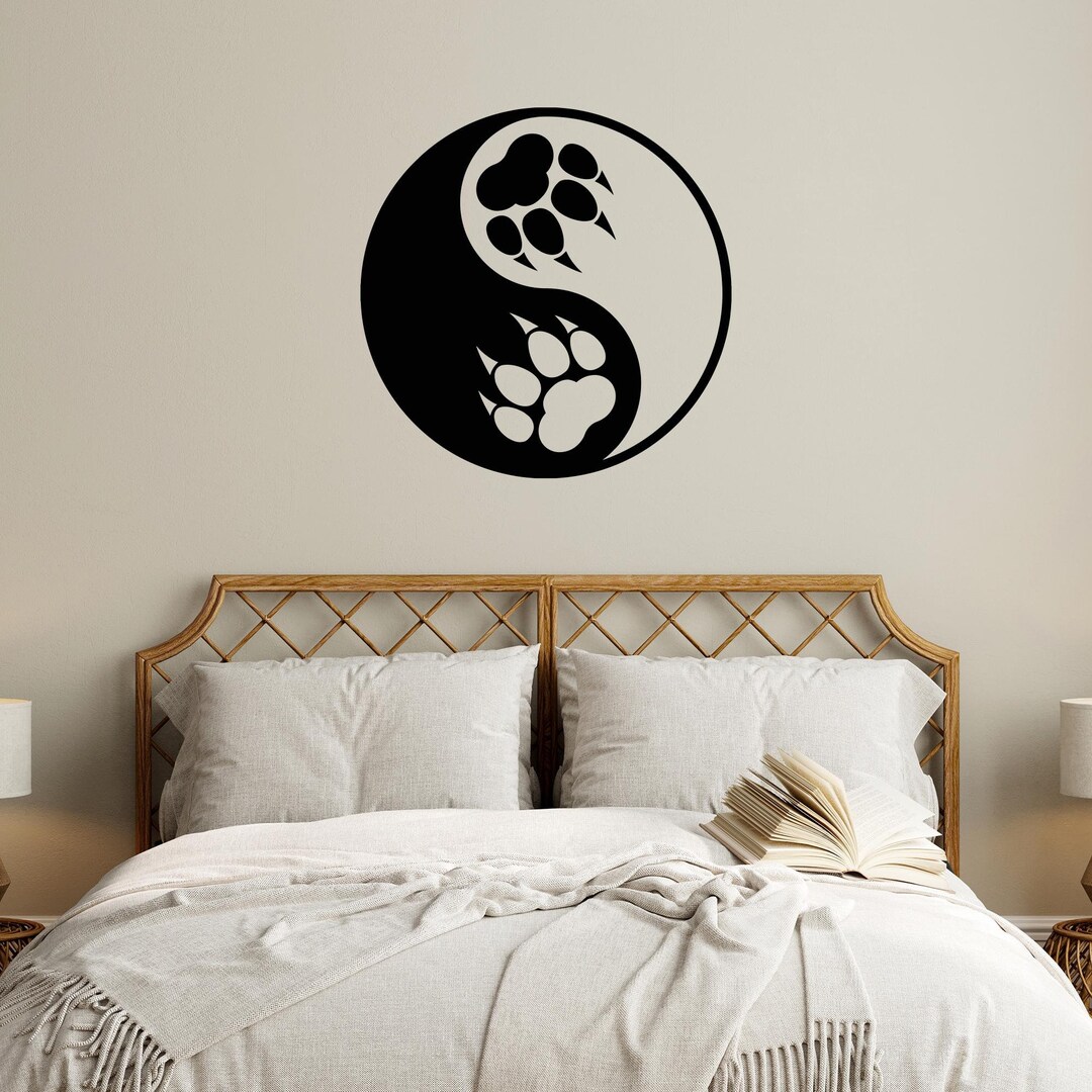 Bear's Paw Vinyl Wall Decal Yin Yang Zen Animal Footprint Grizzly Track ...