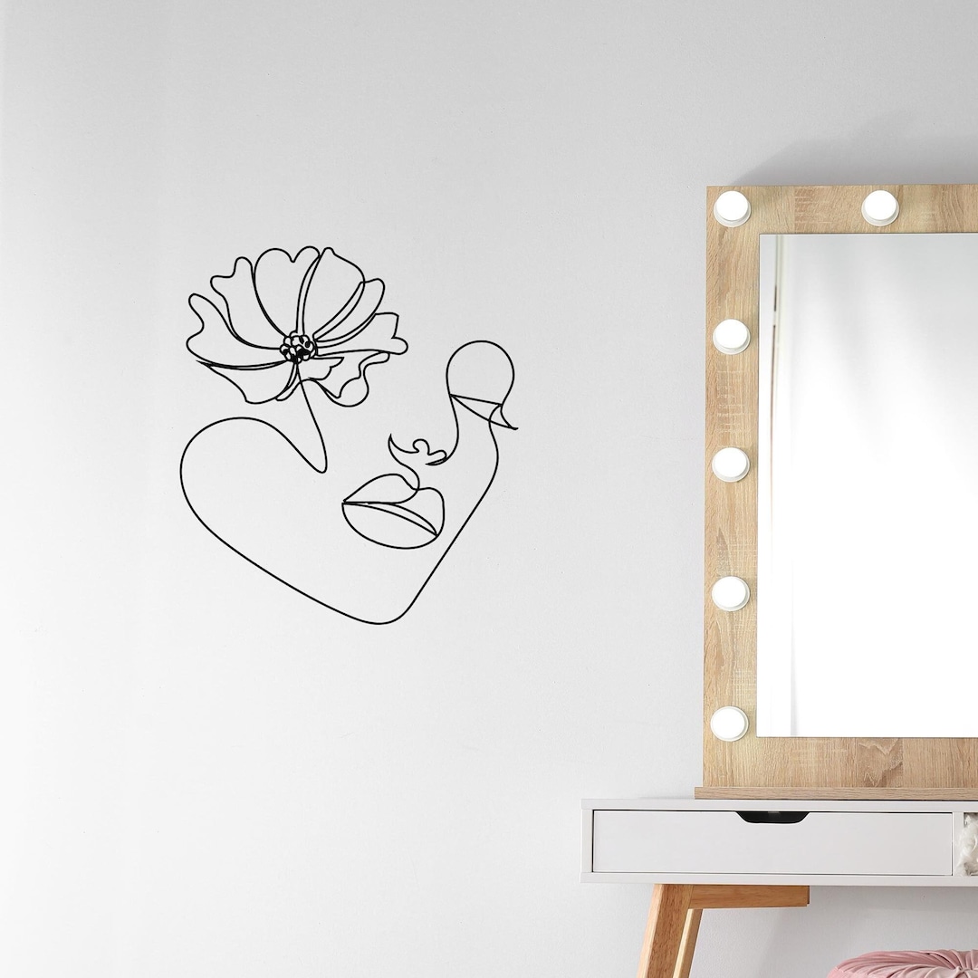 Female Face Flower Vinyl Wall Decal: Beauty Salon Decor (#030dl) - Etsy