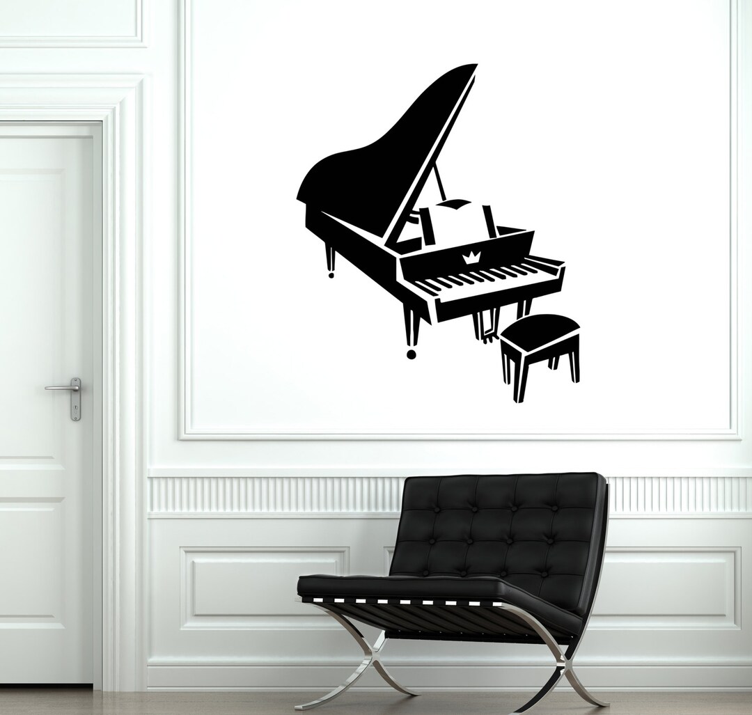 Wall Vinyl Decal Piano Classic Retro Music Pop Songs Decor for Music ...
