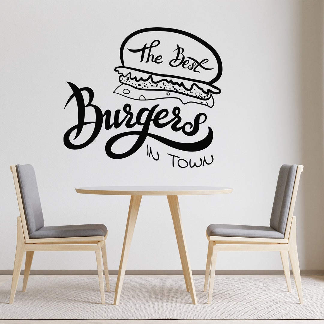 Burger Vinyl Wall Decal: Kitchen, Restaurant Decor (#6170di) - Etsy