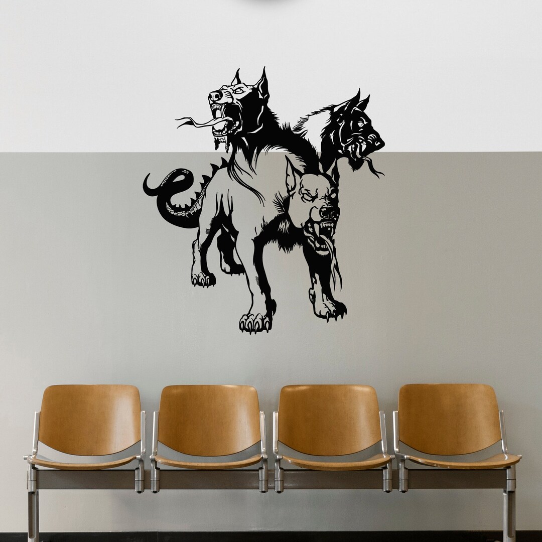 Myth Vinyl Wall Decal Cerberus Hell Animal Three Headed Dog Stickers ...