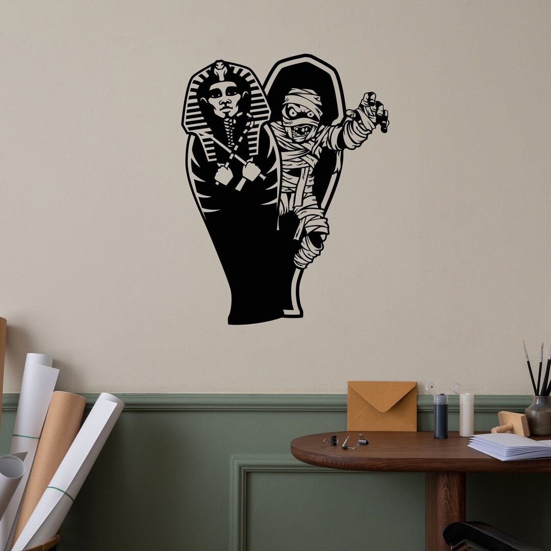 Pharaoh Mummy Vinyl Wall Decal: Egyptian Sarcophagus Halloween Decor ...