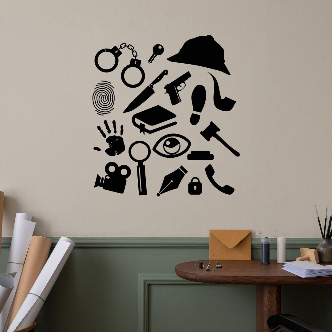 Vinyl Wall Decal Detective Agency Set Playroom Kids Room Boys Decor ...