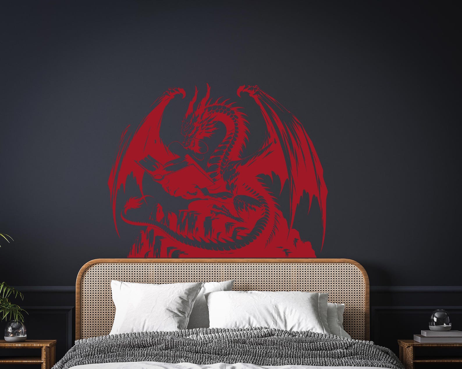 Dragon Decal Gifts for Kids Book Lover Wall Decor Fantasy Beast Library ...