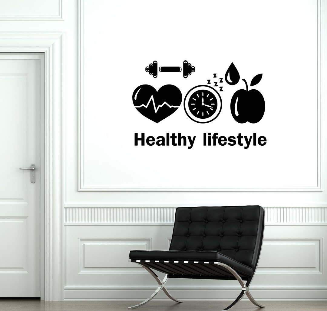 Healthy Lifestyle Vinyl Wall Decal Home Gym Decor Sports Inspiration ...