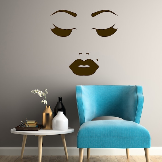 Female Beautiful Face Vinyl Wall Decal Beauty Hair Girl Room - Etsy