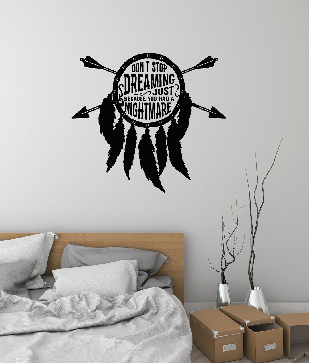 Dreamcatcher Vinyl Wall Decal Dream Catcher Quote Saying Ethnic Style ...