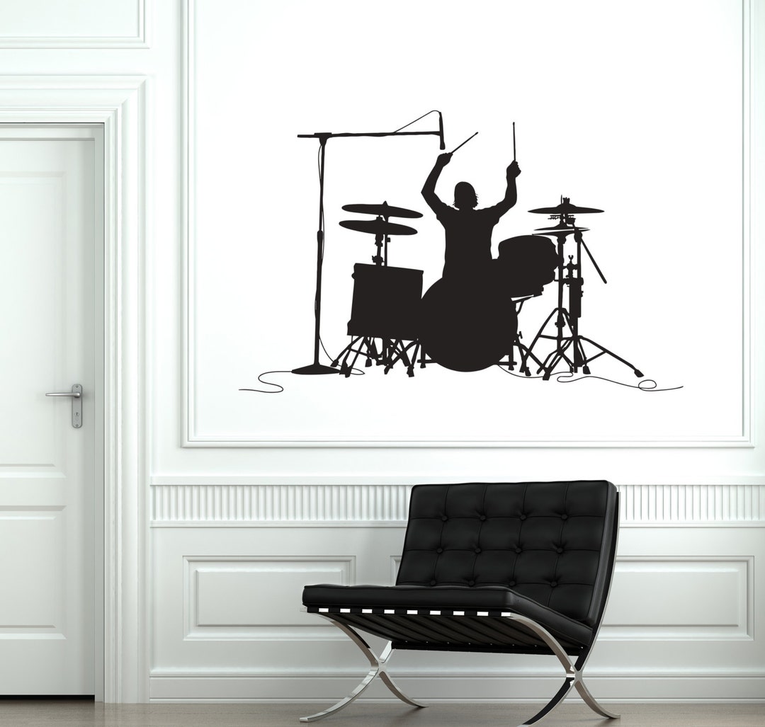 Wall Vinyl Decal Drum Drummer Cool Music Guaranteed Quality Decor ...