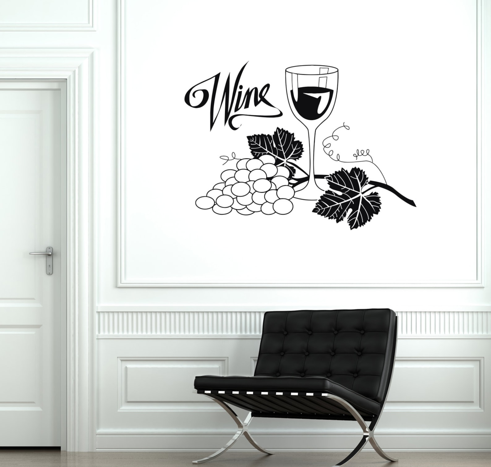 Wall Vinyl Decal Bottle of Wine Glass Grape Guaranteed Quality - Etsy