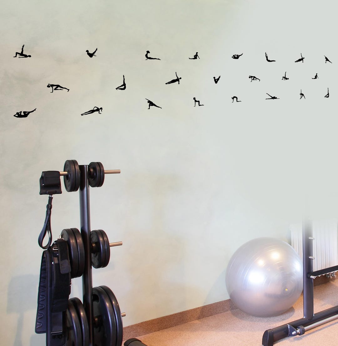 Pilates Poses Vinyl Decals Imitation of Wallpaper 23 Pieces Each About ...