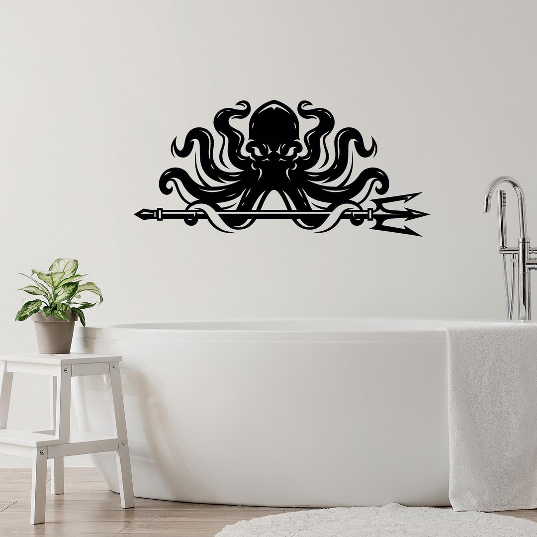 Octopus Trident Vinyl Wall Decal: Nautical Ocean Art 6585di - Etsy