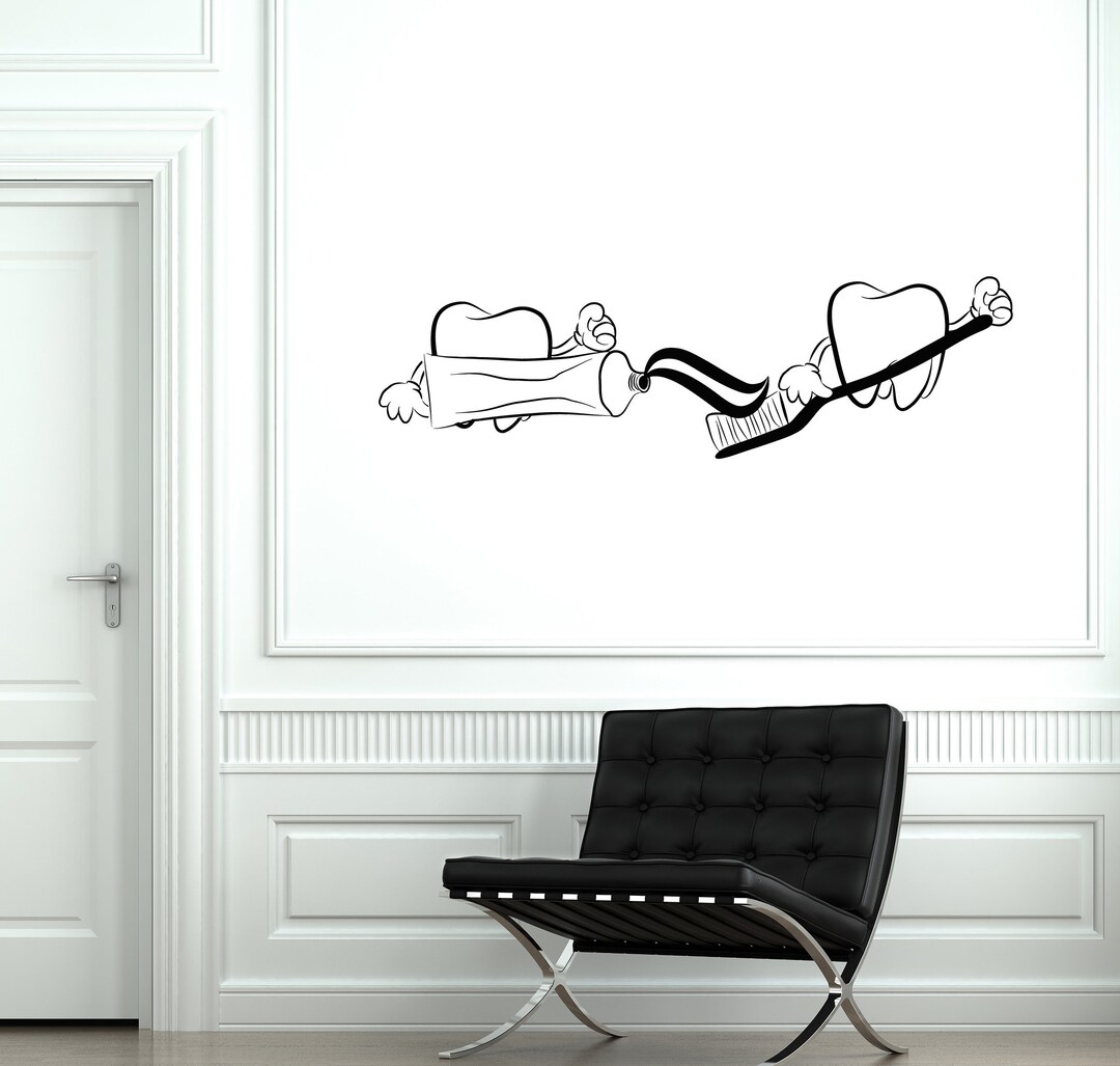 Teeth Cleaning Vinyl Wall Decal Bathroom Dental Office Clinic Decor ...