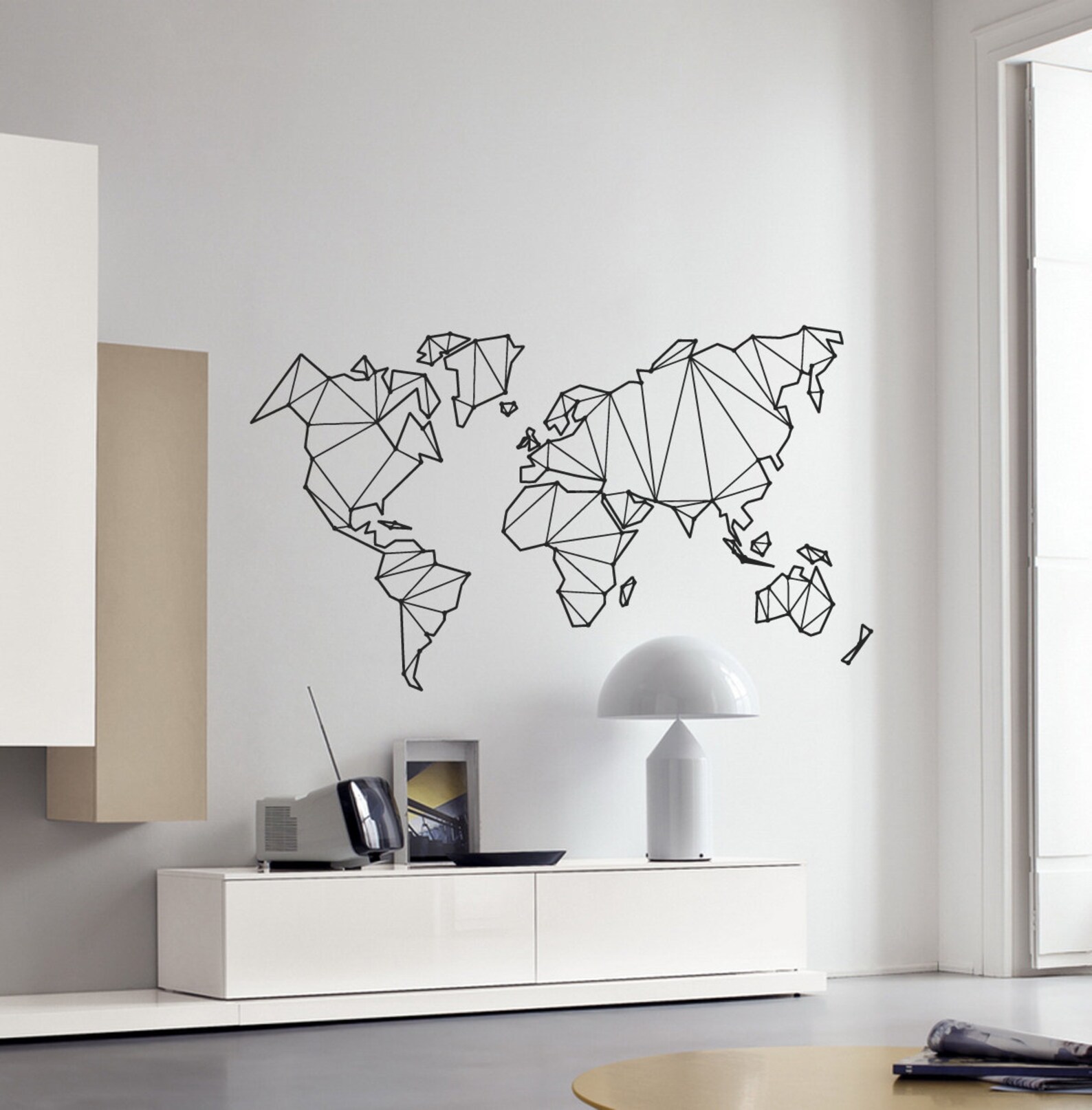 World Map Vinyl Wall Decal Abstract Decor School Room Home Interior ...