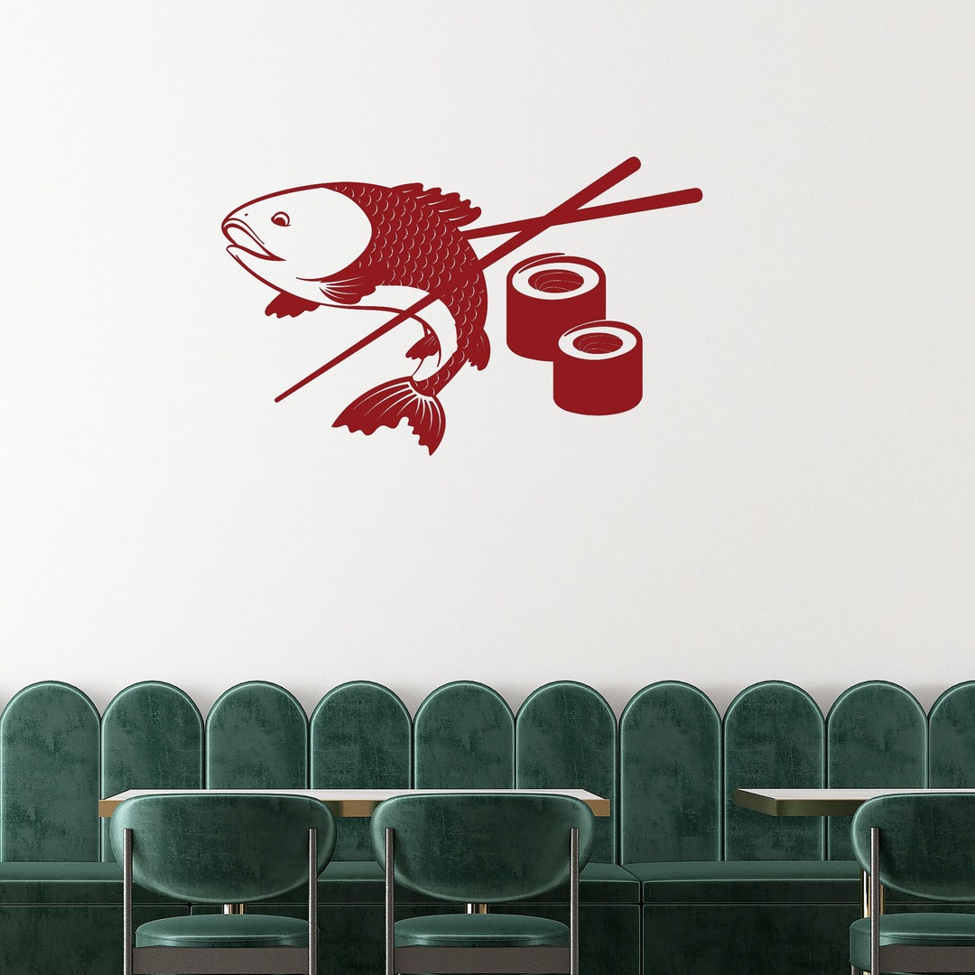 Sushi Bar Fish Wall Vinyl Decal Japanese Cuisine Restaurant Sushi ...