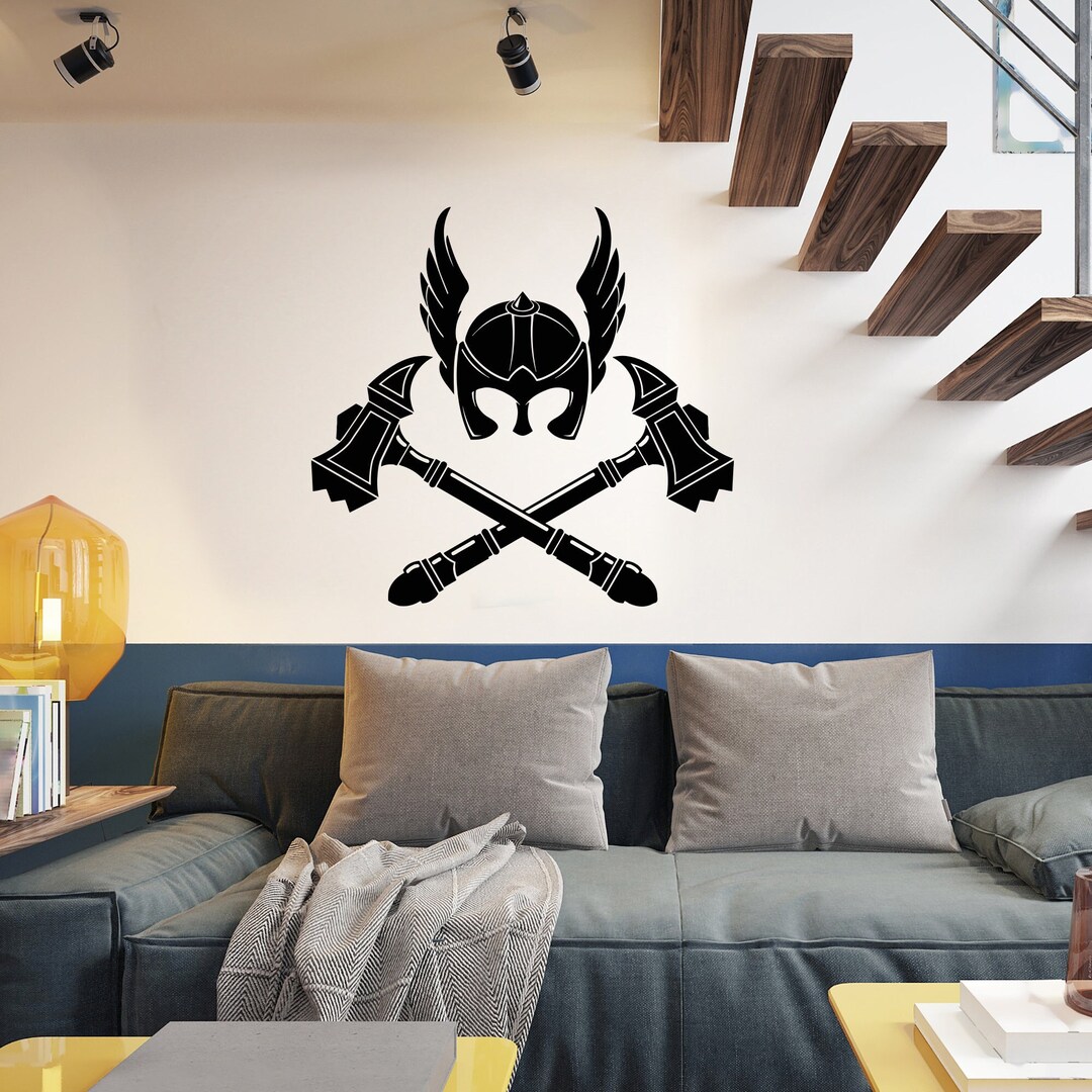Odin's Hammers Vinyl Wall Decal Viking Helmet Weapon Norse Inspired ...