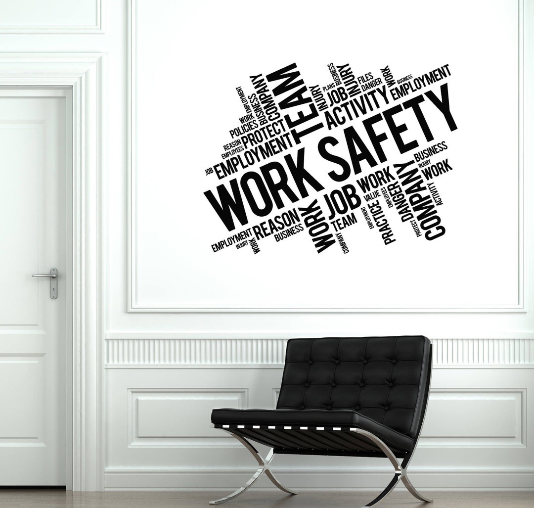 Work Safety Vinyl Wall Decal Words Cloud Office Decoration Stickers ...