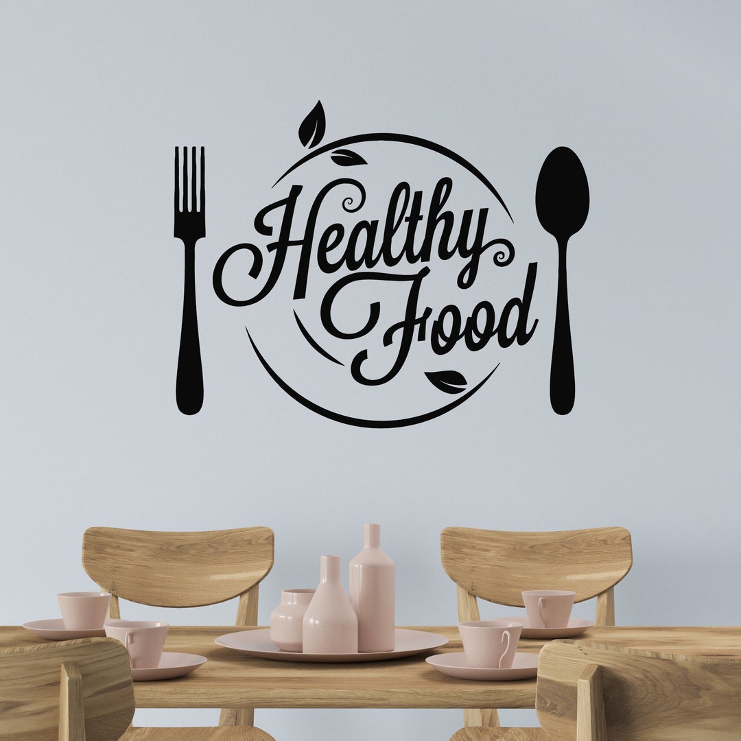 Organic Vinyl Wall Decal Healthy Food Diet Dining Room Nutrition ...