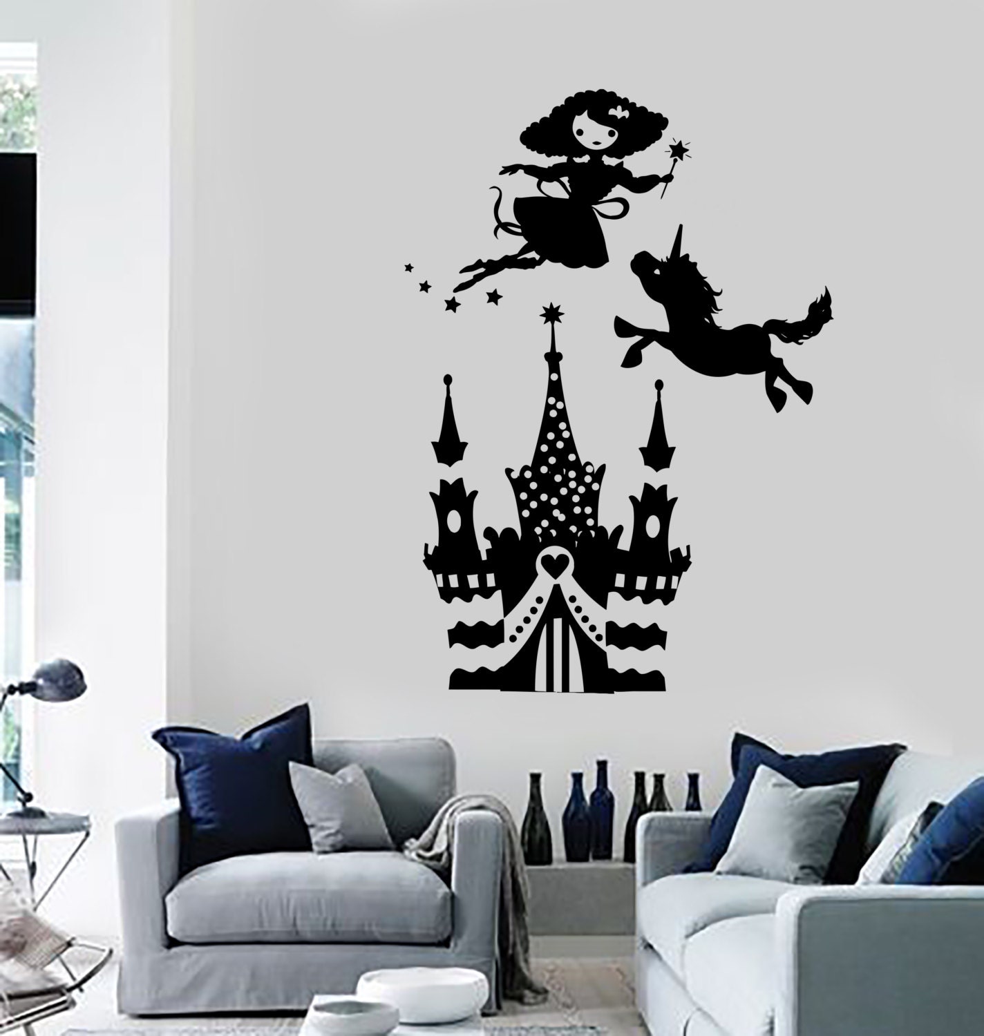 Wall Vinyl Decal Fairy Tale Fairy Unicorn Castle Kids Children - Etsy