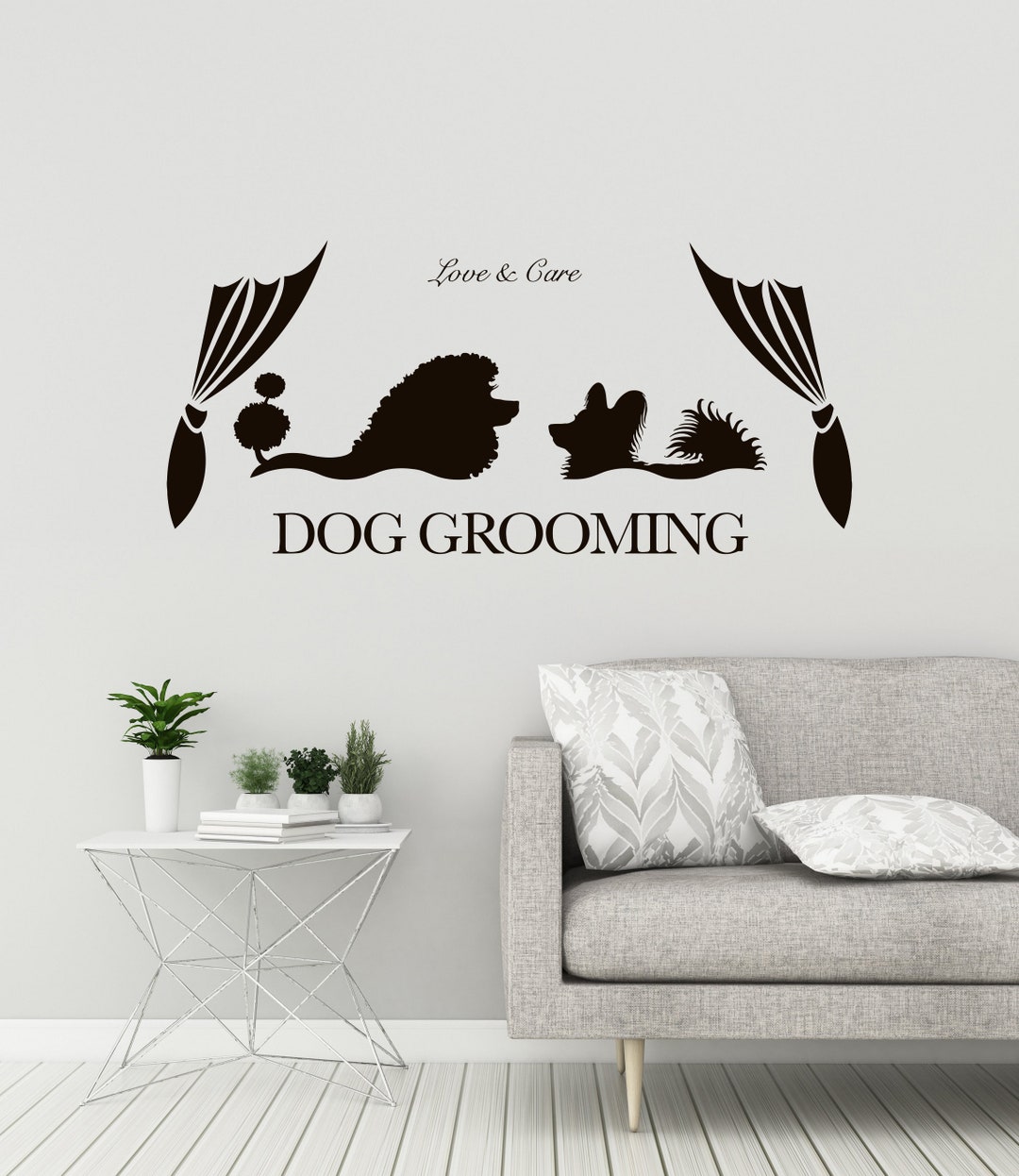 Dog Grooming Vinyl Wall Decal Pet Beauty Salon Groomer Stickers Mural ...