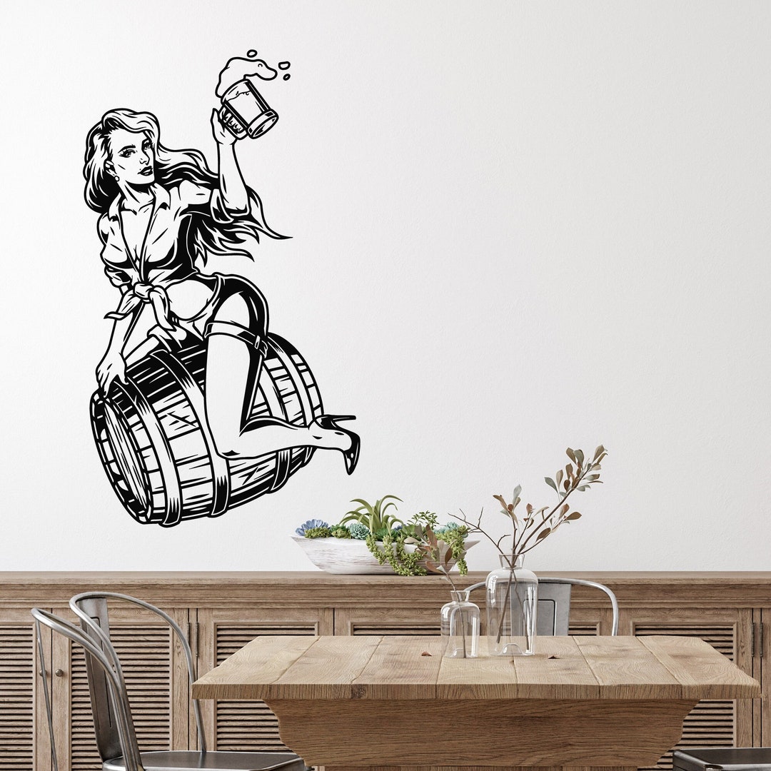 Sexy Girl Vinyl Wall Decal Barrel Beer Bar Pub Pin up Decor Stickers Mural (#4738dg) - Etsy