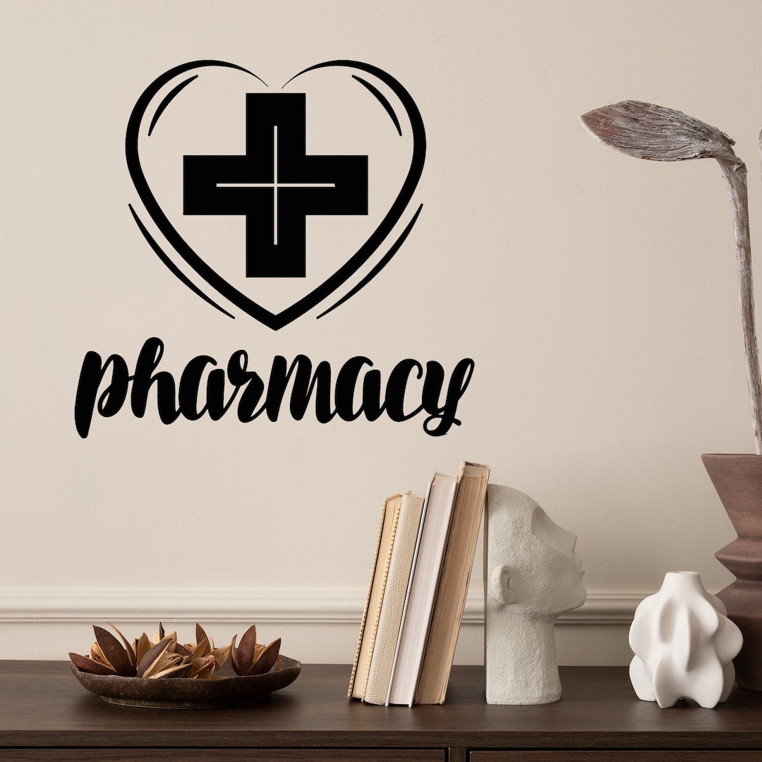 Healthcare Vinyl Wall Decal Logo Heart Pharmacy Symbol Stickers Mural ...