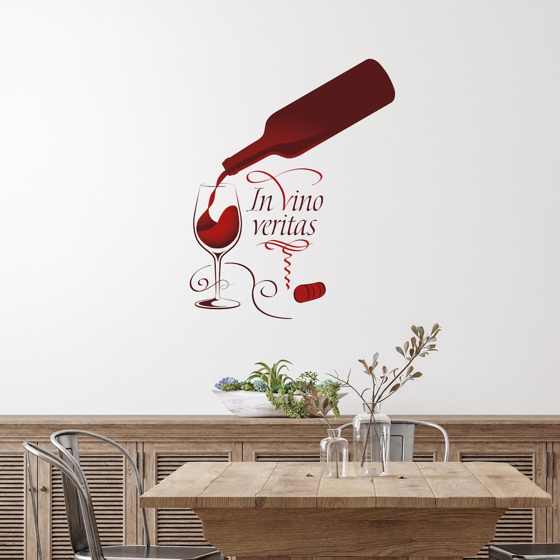 In Vino Veritas Wine Decal: Elegant Kitchen & Bar Wall Art - Etsy