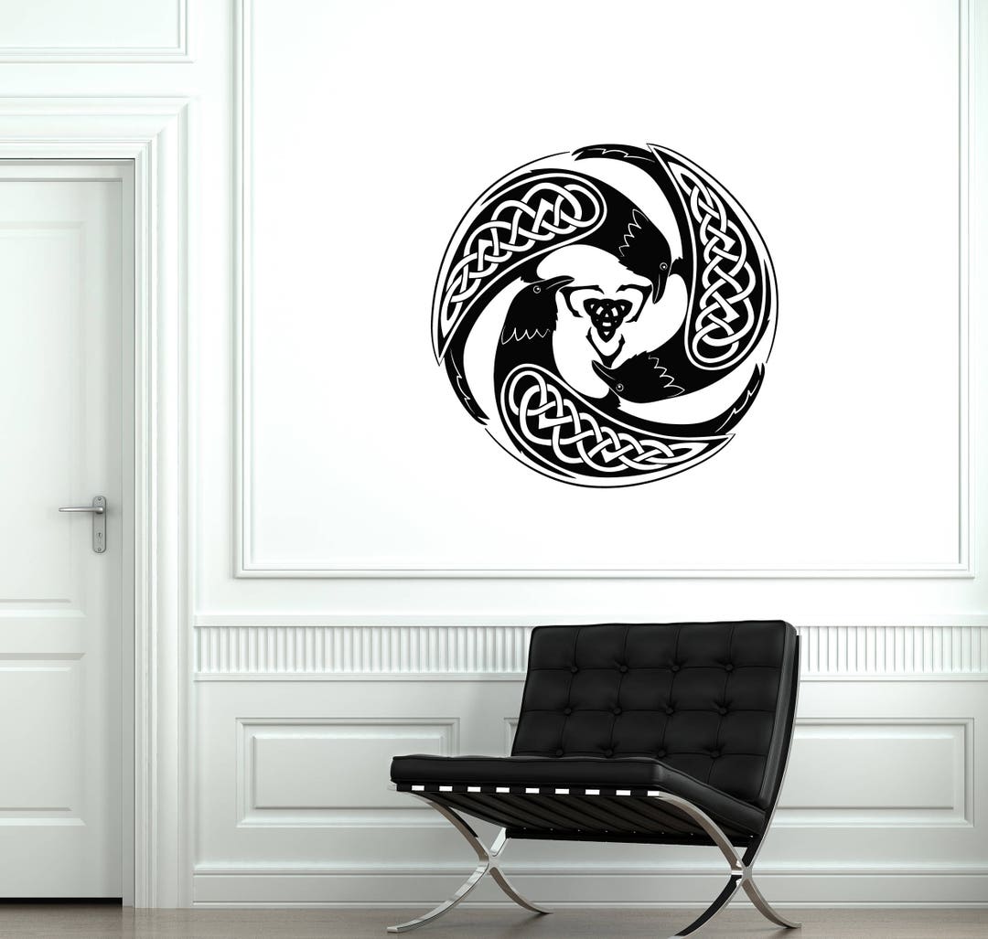 Celtic Ravens Vinyl Wall Decal Irish Ornament Home Room Decor Art ...