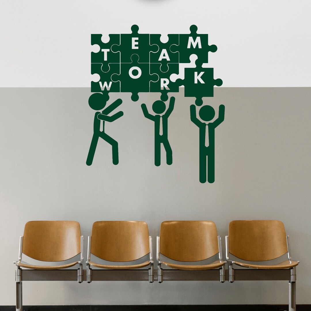 Teamwork Vinyl Wall Decal Logo Word Puzzle Business Office Worker Decor ...