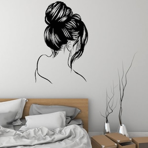 Beautiful Woman Back Vinyl Wall Decal Girl Room Beauty Salon Stickers ...