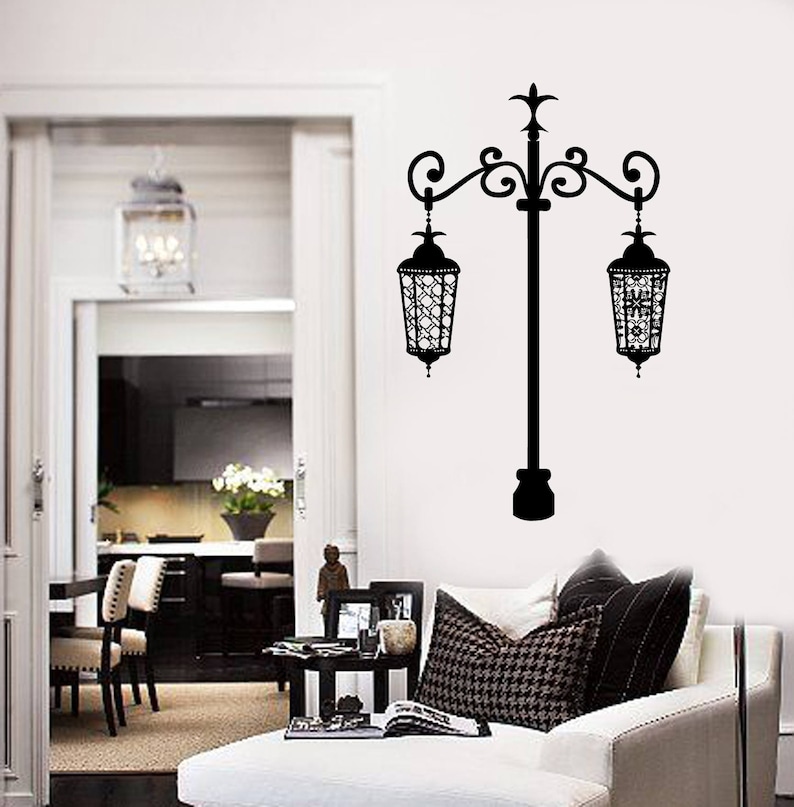 Wall Vinyl Decal Luxurious Two Beautiful Carved Lights Decor for Living ...