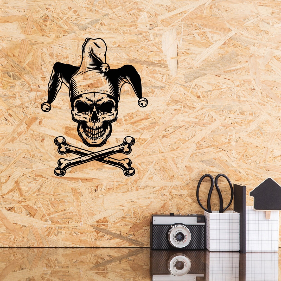 Skull Vinyl Wall Decal Joker Skeleton Bones Gambling Decor Stickers ...