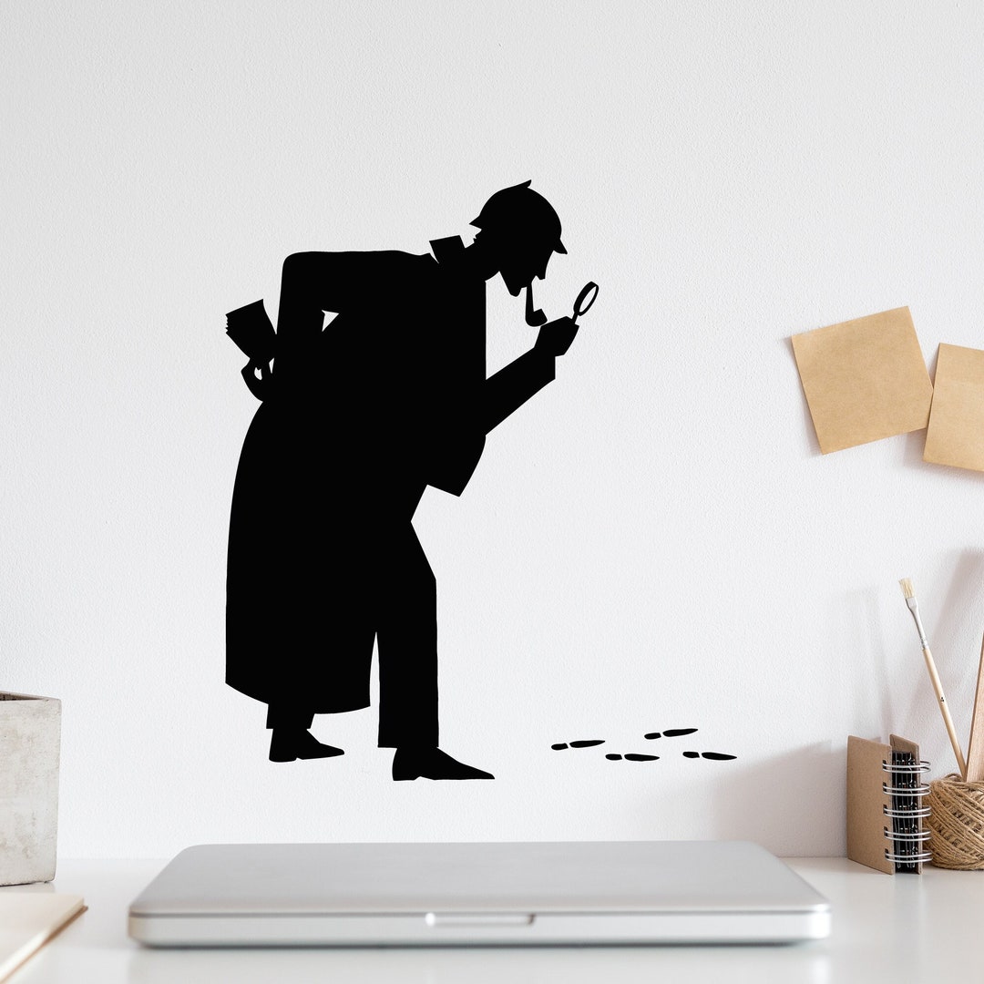 Detective Agency Vinyl Wall Decal Silhouette Footprints Mystery Decor ...