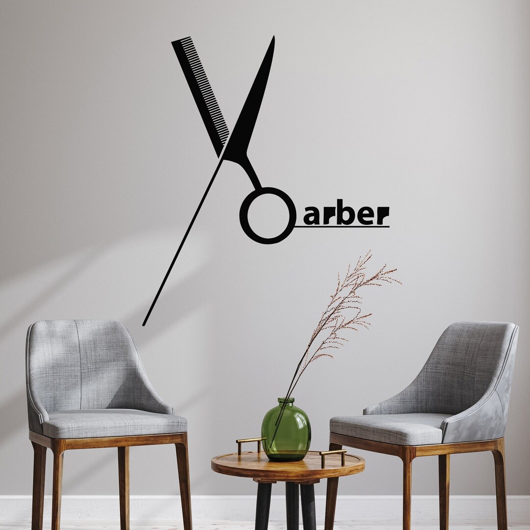 Barber Scissors Vinyl Wall Decal Perfect for Professional Barbershop ...