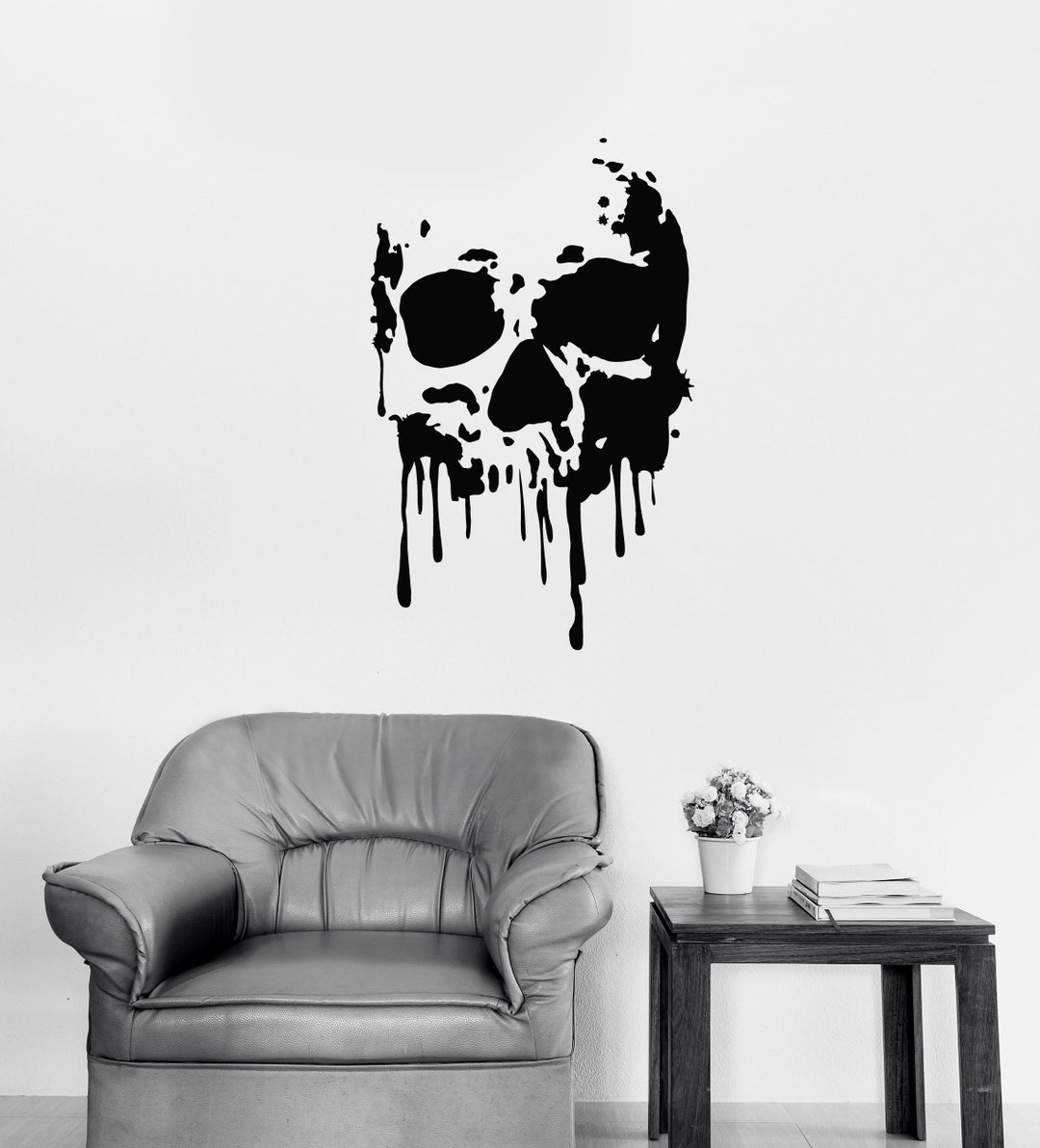 Skull Vinyl Wall Decal Death Gothic Horror Monster Art Bone Boys Room ...