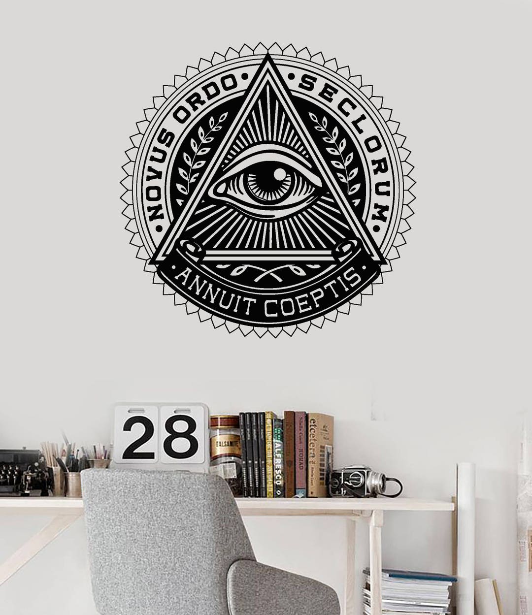 Wall Vinyl Art Mural Picture All Seeing Eye Illuminati Parlour Decal ...