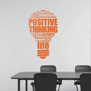 Transform Your Space With a Positive Thinking Light Bulb Vinyl Wall ...