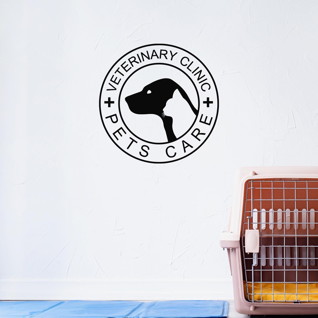 Veterinary Clinic Vinyl Wall Decal Pets Care Sign Window Door Dog Cat ...