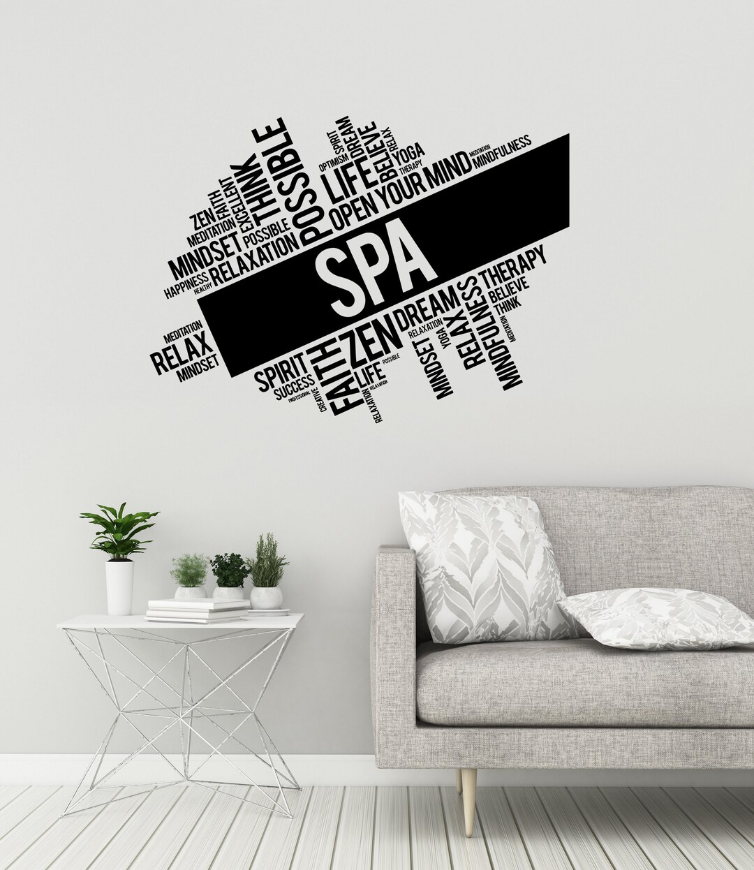 Spa Vinyl Wall Decal Zen Relaxation Relax Massage Words Cloud Stickers ...