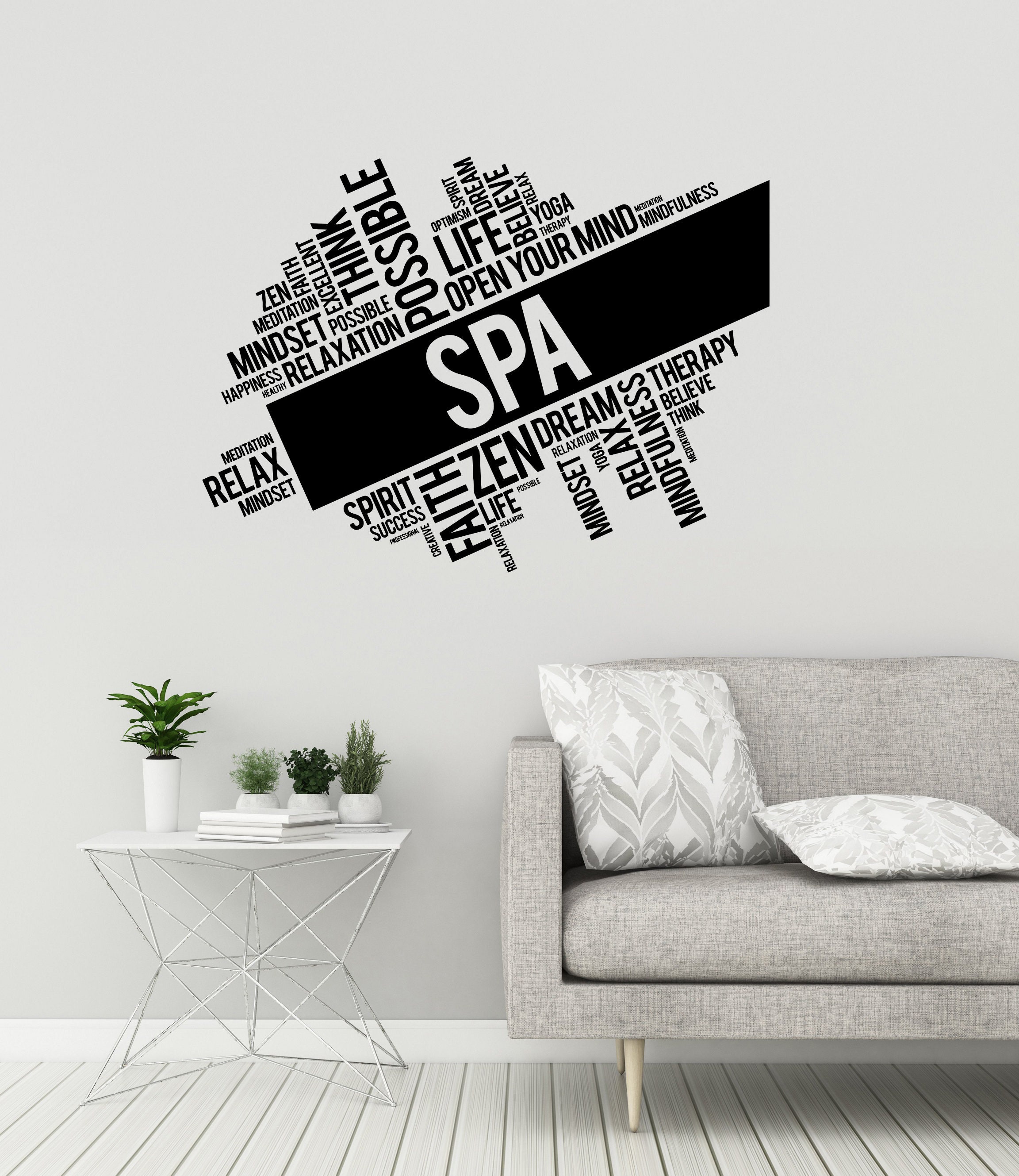 Spa Vinyl Wall Decal Zen Relaxation Relax Massage Words Cloud Etsy