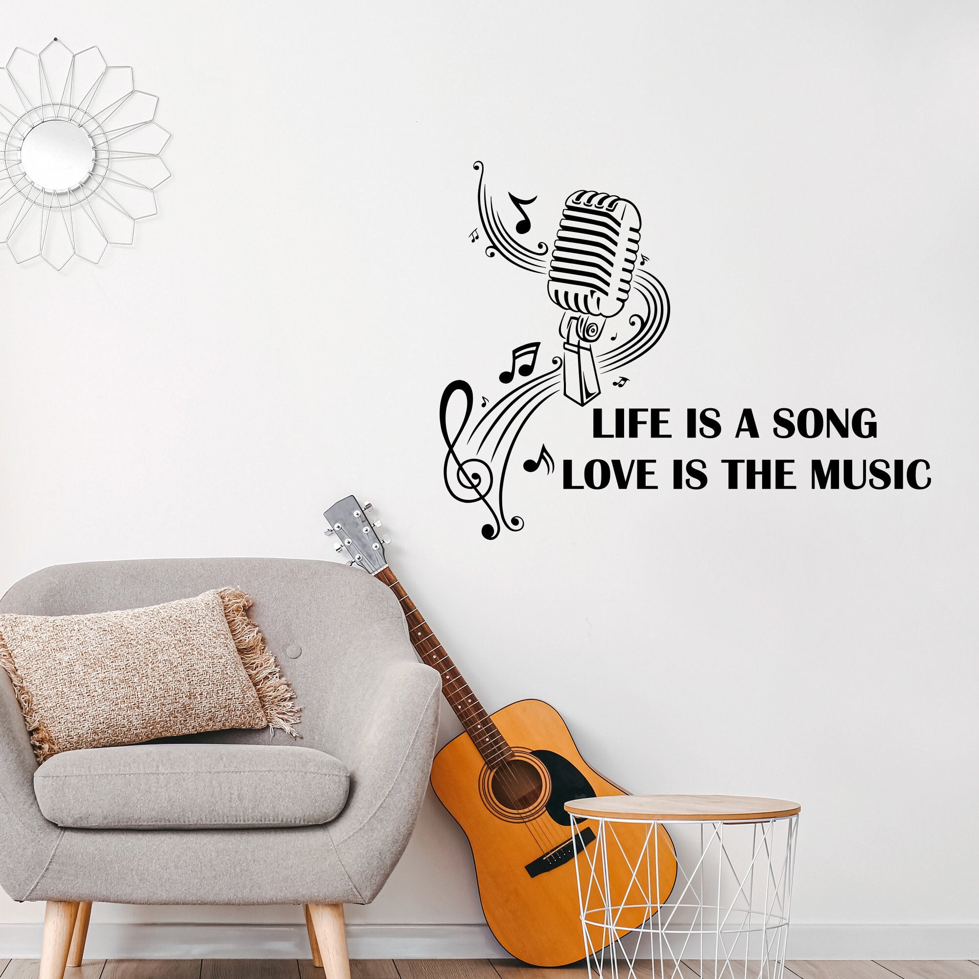Mic Vinyl Wall Decal - Music Studio Sing Inspiring Quote Music Lover's ...