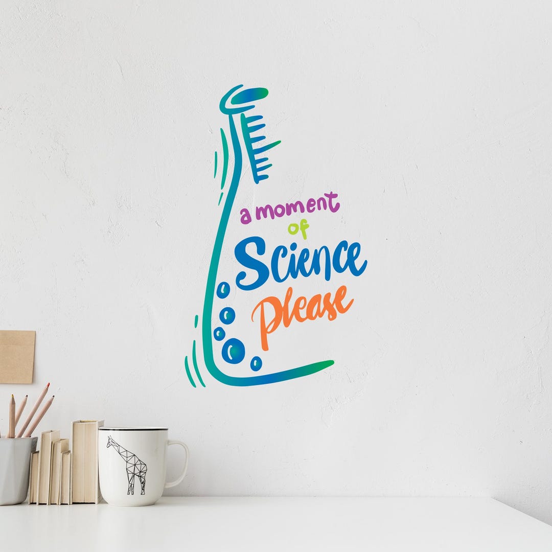 Science Classroom Wall Decal: STEM Quote, Colorful Flask Vinyl Sticker ...