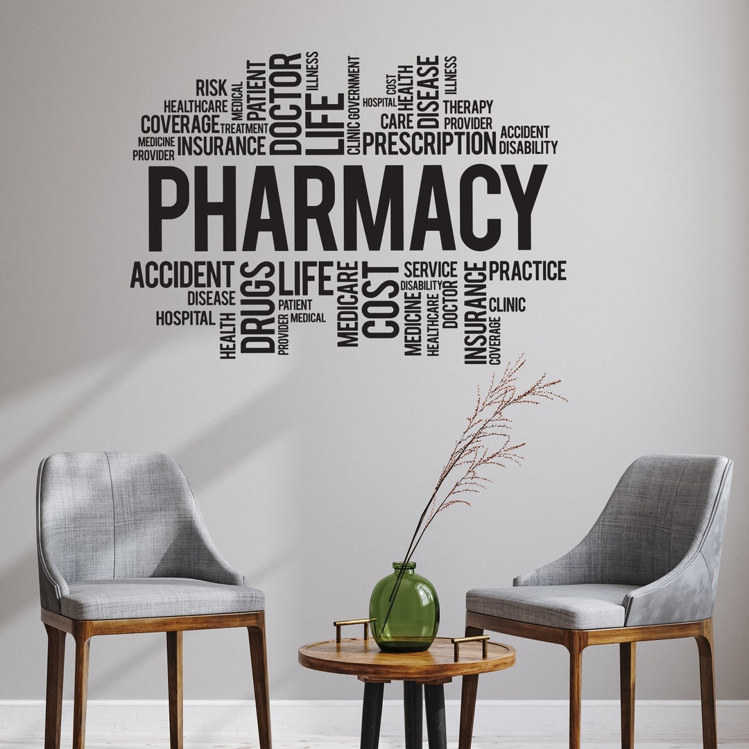 Pharmacy Vinyl Wall Decal Doctor Office Decoration Medicine Pharmacist ...