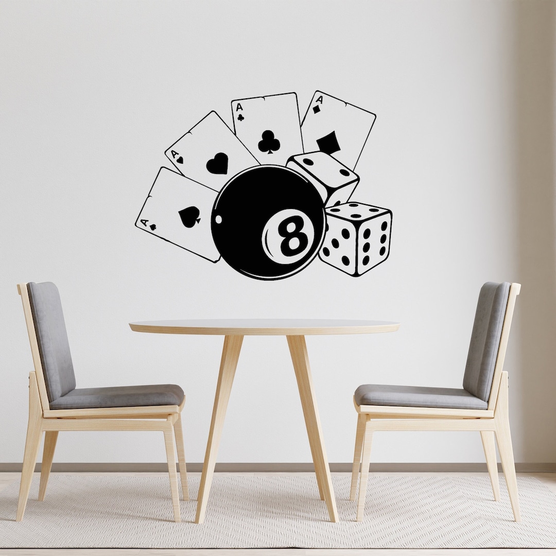 Playing Cards Vinyl Wall Decal Billiards Casino Stickers Mural (#3452dg ...
